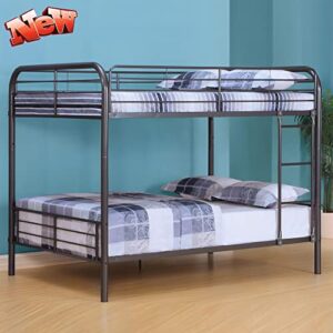 aooppec stronger & more durable full over full metal bunk beds, heavy duty steel frame bunk bed full over full with ladder & safety rails for kids adults teens, can be converted to 2 beds