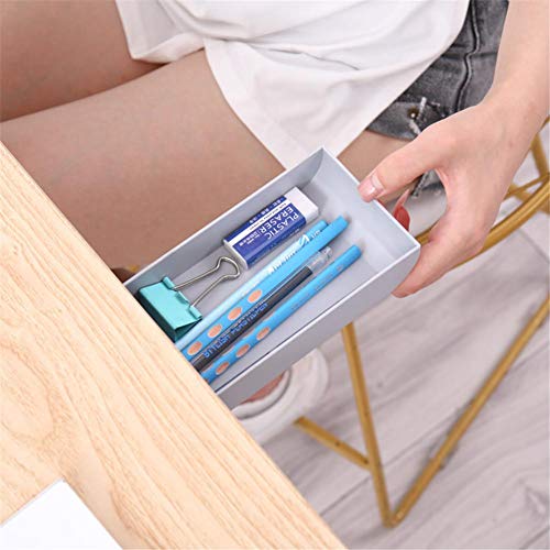 Under Desk Drawer Organizer, Hidden Self-Adhesive Pencil Tray Drawer, Free-drilling Under Table Hidden Storage Box, Stationery Pencil Storage Drawer Organizer for Office School Kitchen (Gray 2 Pack)