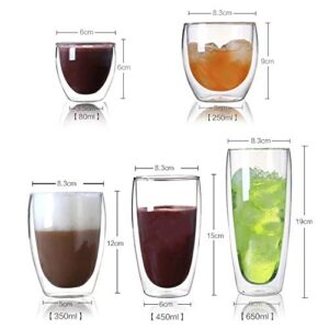 Glass Coffee Mugs, Double Wall Insulated Thermal Cups Drinking Glasses For Tea/Coffee/Latte/Cappucino/Cafe/Milk (650ML/22oz)