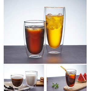 Glass Coffee Mugs, Double Wall Insulated Thermal Cups Drinking Glasses For Tea/Coffee/Latte/Cappucino/Cafe/Milk (650ML/22oz)