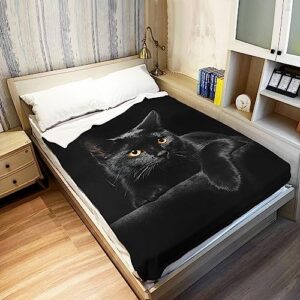 HommomH 40"x50" Blanket Soft Fluffy Flannel Fleece Throw Black Cat