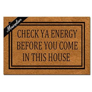 msimplism.d doormat home decor funny doormat check ya energy before you come in this house monogram doormat indoor outdoor rubber welcome mat non-slip backing entry way doormat 23.6 x 15.7 inch