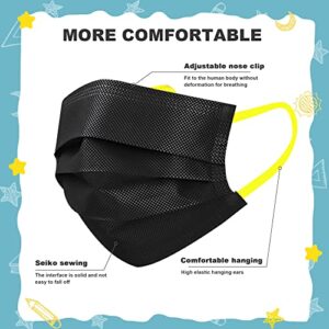 Sheal Kids 100PCS Individually Packaged Black with Colorful Elastic Earloops Disposable Face Masks Perfect Size for Children ( 4-12 Years)