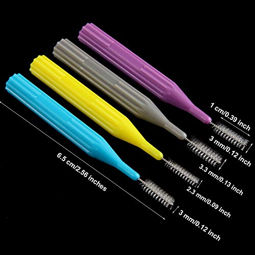 100 Pieces Braces Brush for Cleaner Interdental Brush Toothpick Dental Flossing Head Oral Hygiene Flosser Tooth Cleaning Tool (Light Blue, Yellow, Gray, Purple)