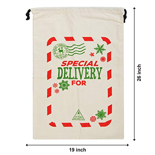 JOYIN 3 Packs Christmas Gift Bags, Santa Burlap Sack with Drawstring 26" x 19" for Large Xmas Package Storage, Event Party Supplies, Christmas Party Favors