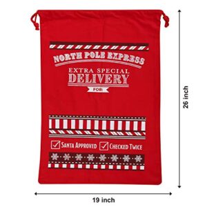 JOYIN 3 Packs Christmas Gift Bags, Santa Burlap Sack with Drawstring 26" x 19" for Large Xmas Package Storage, Event Party Supplies, Christmas Party Favors