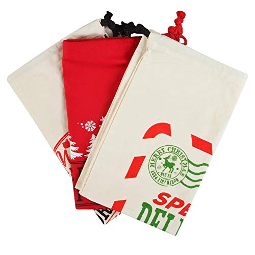 JOYIN 3 Packs Christmas Gift Bags, Santa Burlap Sack with Drawstring 26" x 19" for Large Xmas Package Storage, Event Party Supplies, Christmas Party Favors