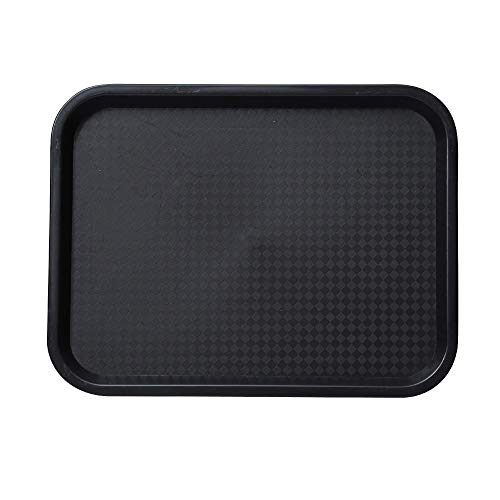 Serving Trays, Rectangular Fast Food Tray, 14" W X 10" L, Plastic, Black