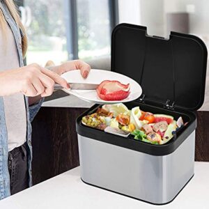 Stainless Steel Compost Kitchen Counter Bin (1.13 Gallon/4.3 Liter)