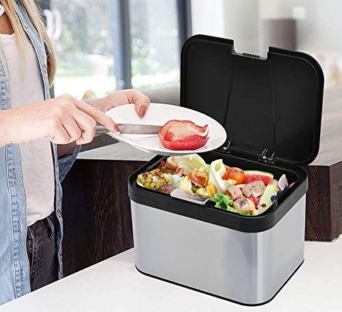 Stainless Steel Compost Kitchen Counter Bin (1.13 Gallon/4.3 Liter)