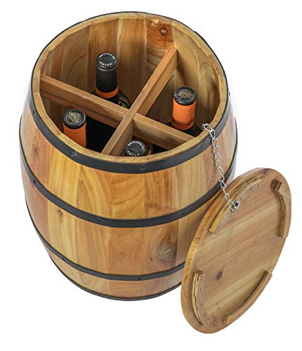 Vintiquewise Wine Barrel 4 Sectional Crate with Removable Head Lid, Brown