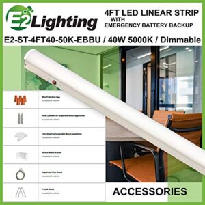 4FT Linear Strip w/Emergency Battery 5000K 8W EBBU, Indoor Luminaires with Light Output 5324lm