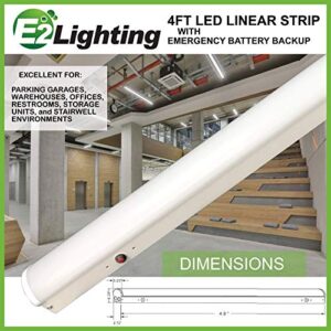 4FT Linear Strip w/Emergency Battery 5000K 8W EBBU, Indoor Luminaires with Light Output 5324lm