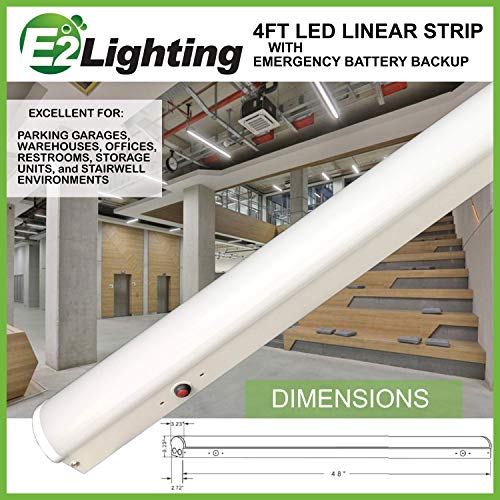 4FT Linear Strip w/Emergency Battery 5000K 8W EBBU, Indoor Luminaires with Light Output 5324lm