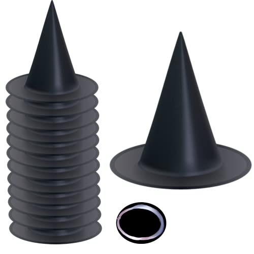 16 pcs Halloween Black Witch Hat for Party Masquerade Cosplay Costume Accessory Daily for Halloween Carnival Party Black