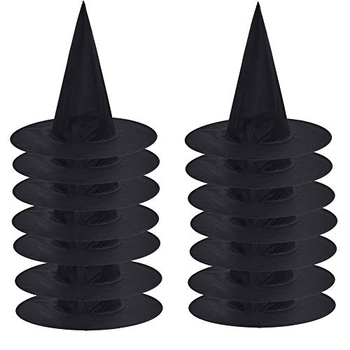 16 pcs Halloween Black Witch Hat for Party Masquerade Cosplay Costume Accessory Daily for Halloween Carnival Party Black