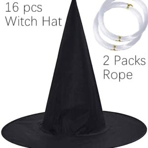 16 pcs Halloween Black Witch Hat for Party Masquerade Cosplay Costume Accessory Daily for Halloween Carnival Party Black