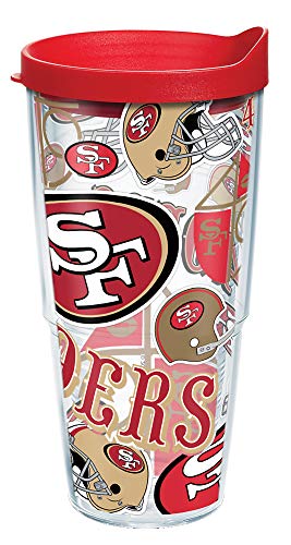 Tervis Plastic Made in USA Double Walled NFL San Francisco 49ers Insulated Tumbler Cup Keeps Drinks Cold & Hot, 24oz, All Over