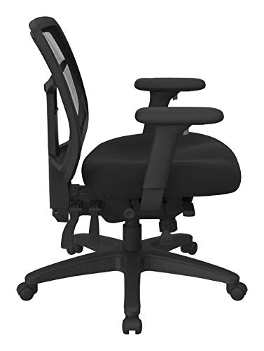 Office Star ProGrid Breathable Mesh Manager's Office Chair with Adjustable Seat Height, Multi-Function Tilt Control and Seat Slider, Mid Back, Icon Black Fabric