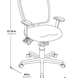 Office Star ProGrid Breathable Mesh Manager's Office Chair with Adjustable Seat Height, Multi-Function Tilt Control and Seat Slider, Mid Back, Icon Black Fabric