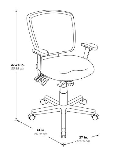 Office Star ProGrid Breathable Mesh Manager's Office Chair with Adjustable Seat Height, Multi-Function Tilt Control and Seat Slider, Mid Back, Icon Black Fabric