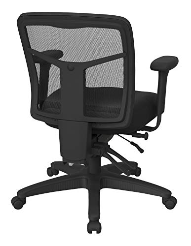 Office Star ProGrid Breathable Mesh Manager's Office Chair with Adjustable Seat Height, Multi-Function Tilt Control and Seat Slider, Mid Back, Icon Black Fabric