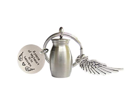 Small Cremation Urn Memorial Keychain A Piece of My Heart is in Heaven Mini Ashes Holder Key Chain Ashes Keepsake Remembrance in Memory of Loved One Dad Mom Sympathy Gift