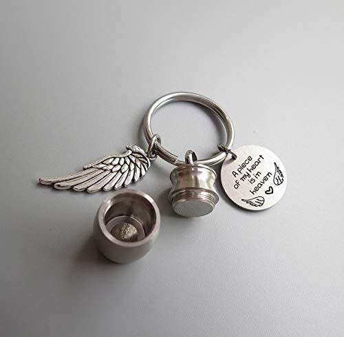 Small Cremation Urn Memorial Keychain A Piece of My Heart is in Heaven Mini Ashes Holder Key Chain Ashes Keepsake Remembrance in Memory of Loved One Dad Mom Sympathy Gift