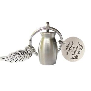 Small Cremation Urn Memorial Keychain A Piece of My Heart is in Heaven Mini Ashes Holder Key Chain Ashes Keepsake Remembrance in Memory of Loved One Dad Mom Sympathy Gift