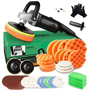 batoca buffer polisher - rotary car polisher - wax machine, car detailing kit, 7 inch 180mm/1200w, 6 variable speeds up to 3000 rpm with foam pads, wool pads for car buffers and polishers