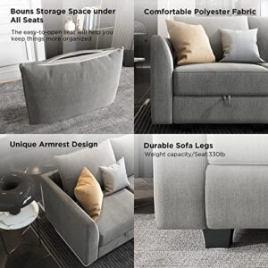 HONBAY Modular Sectional Sofa U Shaped Sectional Couch with Ottomans Reversible Modular Sofa 7 Seater Couch with Storage Seat, Grey