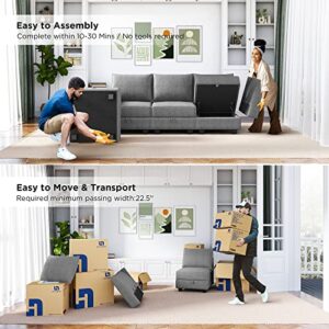 HONBAY Modular Sectional Sofa U Shaped Sectional Couch with Ottomans Reversible Modular Sofa 7 Seater Couch with Storage Seat, Grey