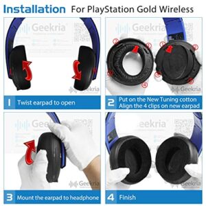 Geekria Comfort Replacement Ear Pads for Sony Playstation Gold Wireless Stereo CECHYA-0083 Headphones Ear Cushions, Headset Earpads, Ear Cups Cover Repair Parts (Black)