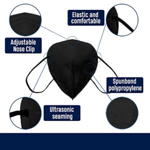 5-Layer Disposable Face Mask Made in USA | Improved Design | 95%+ Filtration Efficiency with Comfortable Ear Loop and Soft to Touch Materials | 10 Units (Obsidian Black)