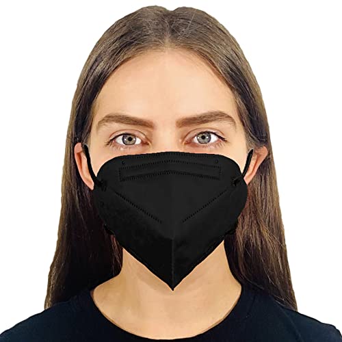 5-Layer Disposable Face Mask Made in USA | Improved Design | 95%+ Filtration Efficiency with Comfortable Ear Loop and Soft to Touch Materials | 10 Units (Obsidian Black)