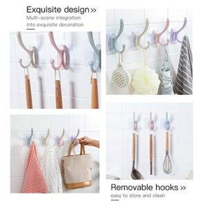 Coat Hook 8 Pack Split Design Heavy Duty Transparent Reusable Seamless Wall Mounted Double Removable Hooks for Coat,Scarf,Bag,Towel,Key,Cap,Cup,Hat(Purple)