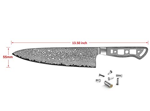 KATSURA Woodworking Project Kit – Gyuto Chef Knife Blank – 8.25 Inch – Ultra Wide Blade 55mm – Japanese Premium AUS 10, 67 Layers Damascus Steel – NO LOGO