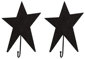 happy deals ~ black primitive star hook | 2 pc set | rustic country primitive décor | 6 x 4.5 inch