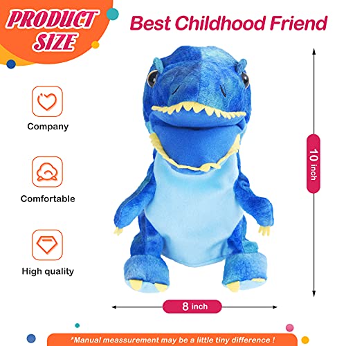 SpecialYou Plush Dinosaur Hand Puppets with Working Mouth for Imaginative Play T-rex Stuffed Toy for Toddler Kids on Christmas Halloween Birthday, 10’’