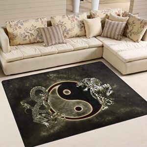 ALAZA Chinese Dragon Bagua Yin Yang Rugs, 5x4 Area Rug for Living Room Bedroom Decoration