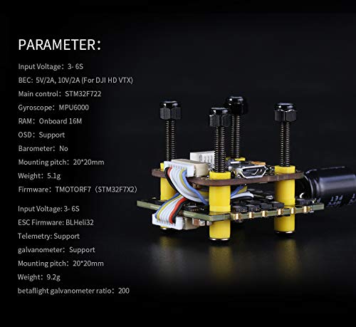 T-MOTOR Mini F7 Stack (Mini F45A+ Mini F7), Flight Control, Flight Controller Stack for FPV Drone Motor