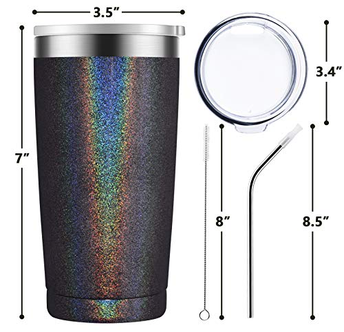 Boss Lady Mug Tumbler-Unique Christmas Birthday Gifts for Women Boss Female Mom Stainelss Steel Wine Tumbler with Staw and Lid Friend Gifts 20oz Glitter charcoal