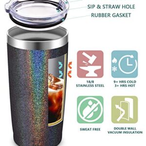 Boss Lady Mug Tumbler-Unique Christmas Birthday Gifts for Women Boss Female Mom Stainelss Steel Wine Tumbler with Staw and Lid Friend Gifts 20oz Glitter charcoal