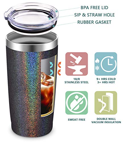 Boss Lady Mug Tumbler-Unique Christmas Birthday Gifts for Women Boss Female Mom Stainelss Steel Wine Tumbler with Staw and Lid Friend Gifts 20oz Glitter charcoal