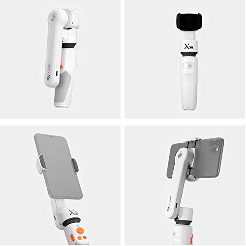 Zhiyun Smooth XS Gimbal Stabilizer for Smartphone, Handheld Selfie Stick Gimbal Tripod for iPhone Android with 26cm Extensional Stick, Slide Design, w/Case, Vlog YouTube Live Video Record, White