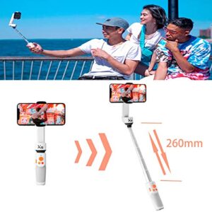 Zhiyun Smooth XS Gimbal Stabilizer for Smartphone, Handheld Selfie Stick Gimbal Tripod for iPhone Android with 26cm Extensional Stick, Slide Design, w/Case, Vlog YouTube Live Video Record, White