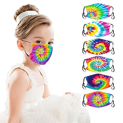 Micyon 6Pcs Girls Cute Dyed Face Bandanas Kids Face Costume Accessories for Outdoor Camping Running School Wear