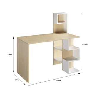 Modern Simplify Home Study Computer Desk with Bookshelf Board Khaki for Living Room Office Study Room