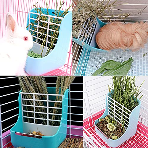 kathson Rabbit Hay Feeder, Bunny Hay Feeder Hay and Food Feeder Bowls Manger Rack Pet Chew Toys Grass Cake for Bunny Guinea Pig Chinchilla Hamsters