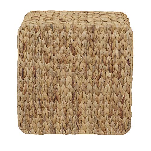 Household Essentials Woven Wicker Open Storage Basket with Stainless Steel Handle, Natural